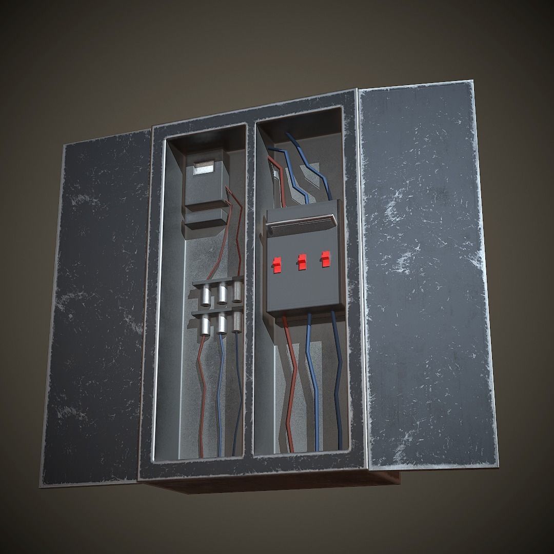 3D model Switchboard PBR Low Poly electrical box VR / AR / low-poly ...
