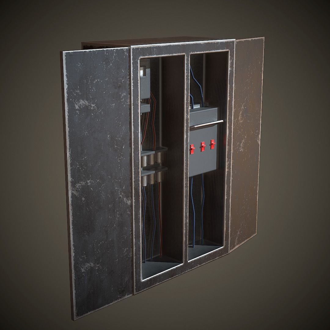 3D model Switchboard PBR Low Poly electrical box VR / AR / low-poly ...