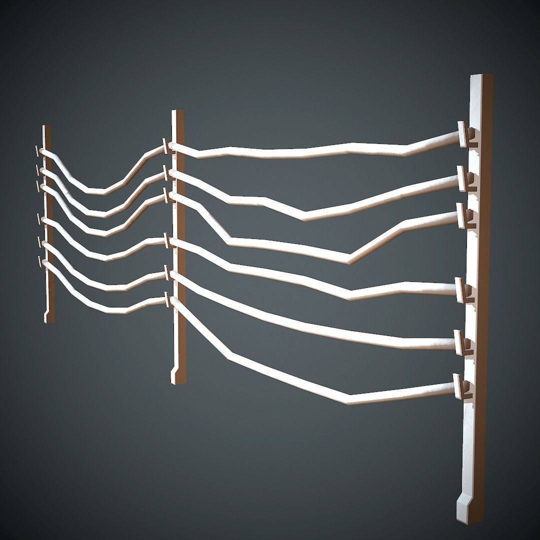 3D model Wires PBR Low Poly fence made of metal VR / AR / low-poly ...