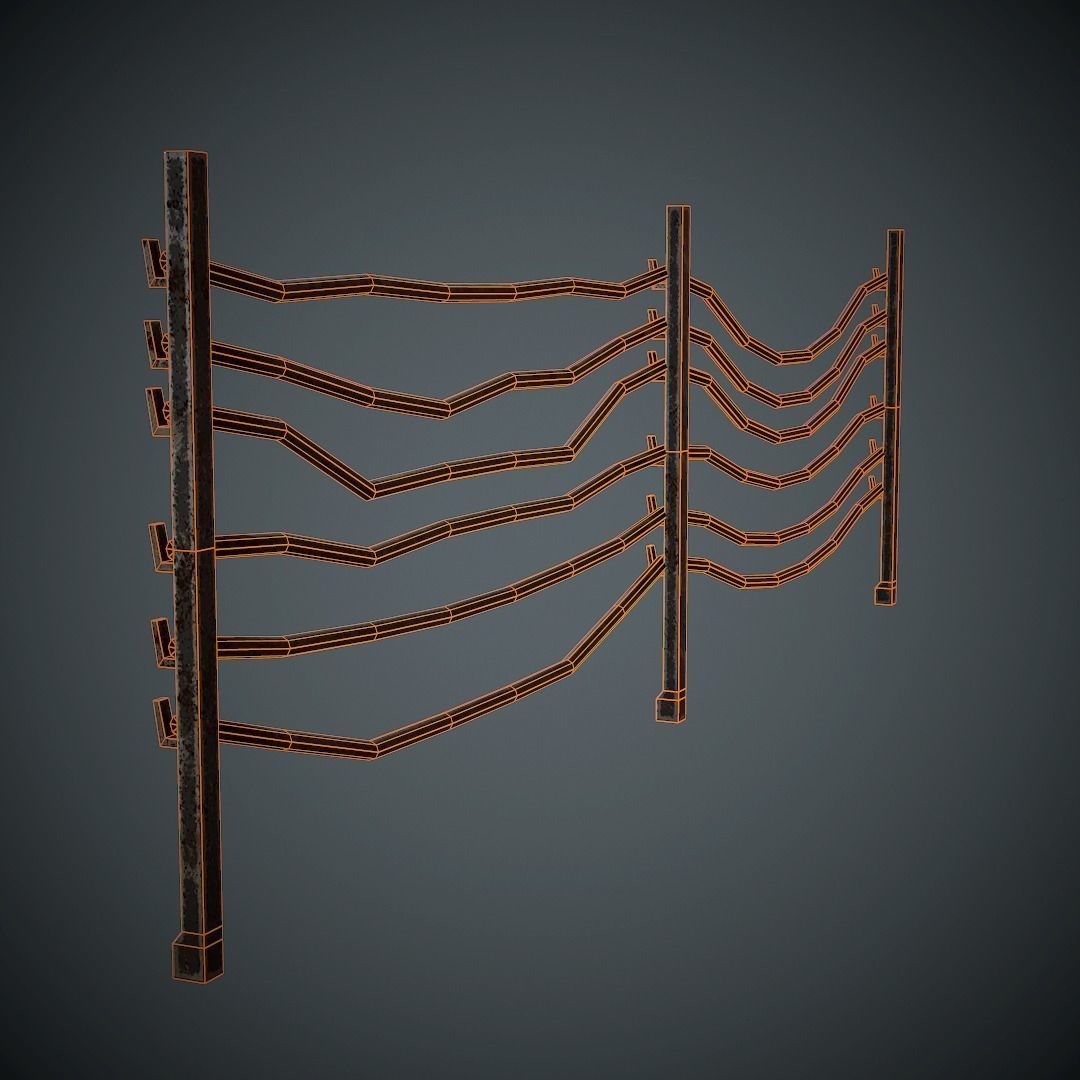 3D model Wires PBR Low Poly fence made of metal VR / AR / low-poly ...