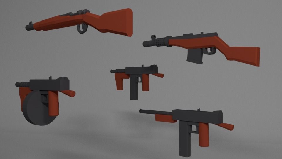 Low Poly Guns different free VR / AR / low-poly 3D model | CGTrader