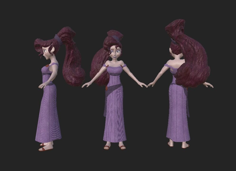 3D model Meg Megara Disney lowpoly rigged printable pose VR / AR / low ...