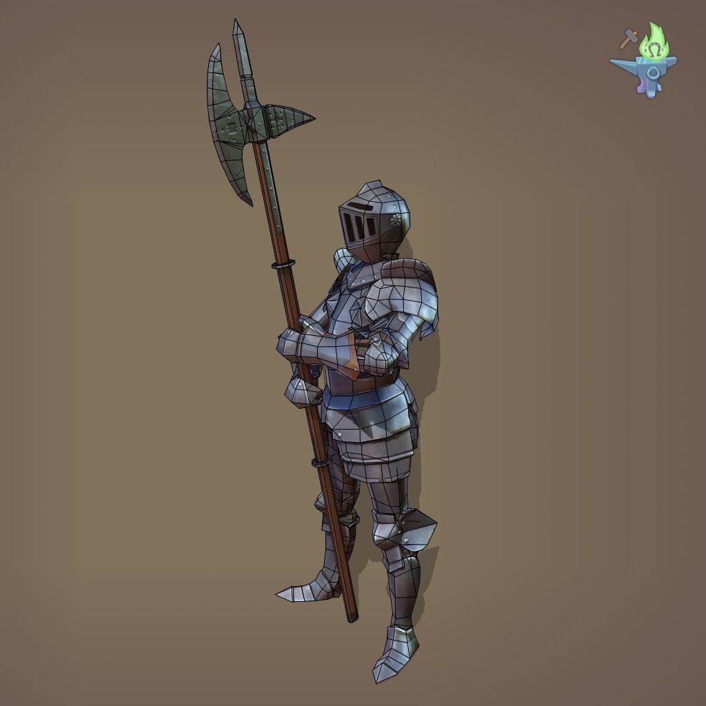 3D model Gosthly Armor with Halberd 4 poses VR / AR / low-poly | CGTrader