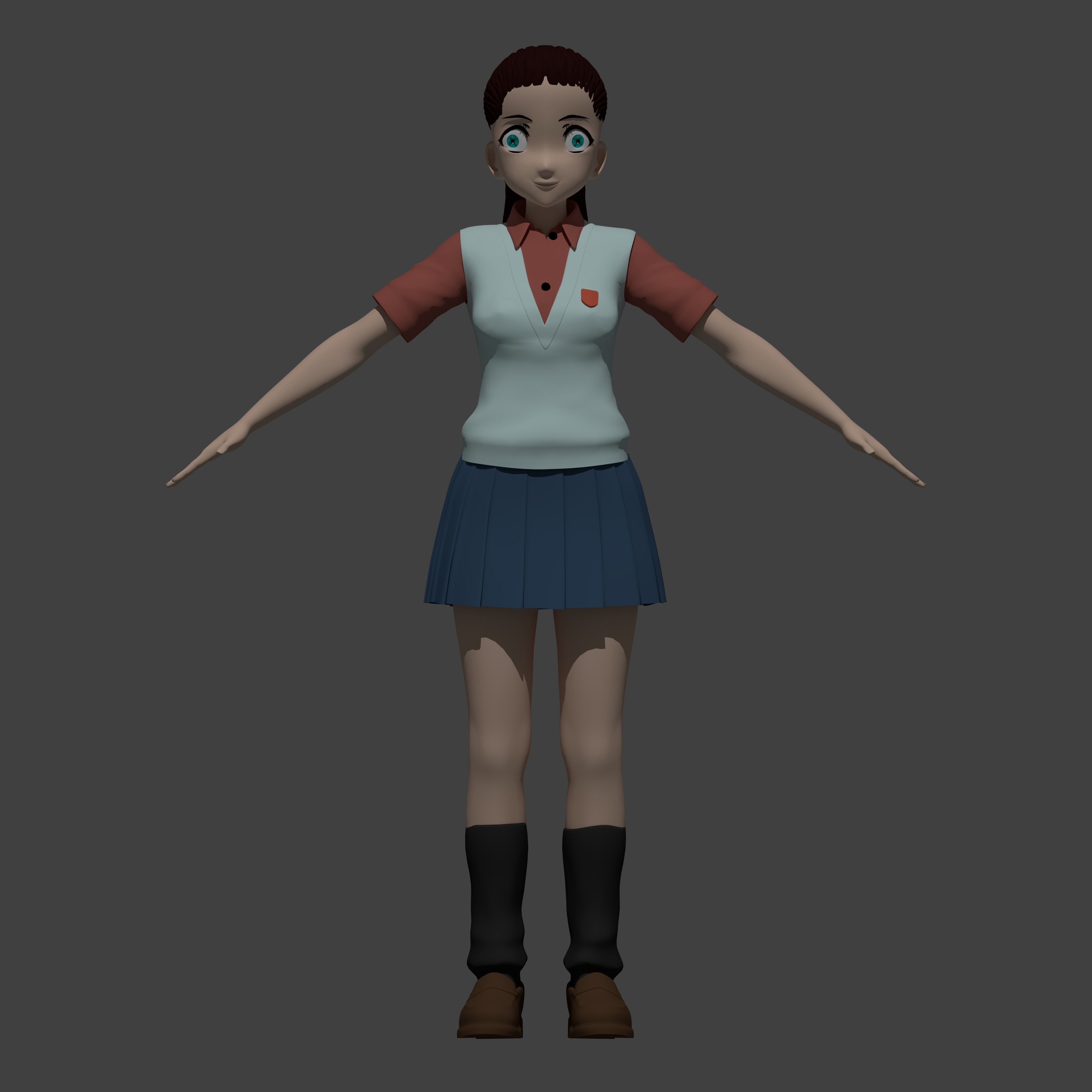 Anime School Girl 3D Model by iammdshanto free 3D model | CGTrader