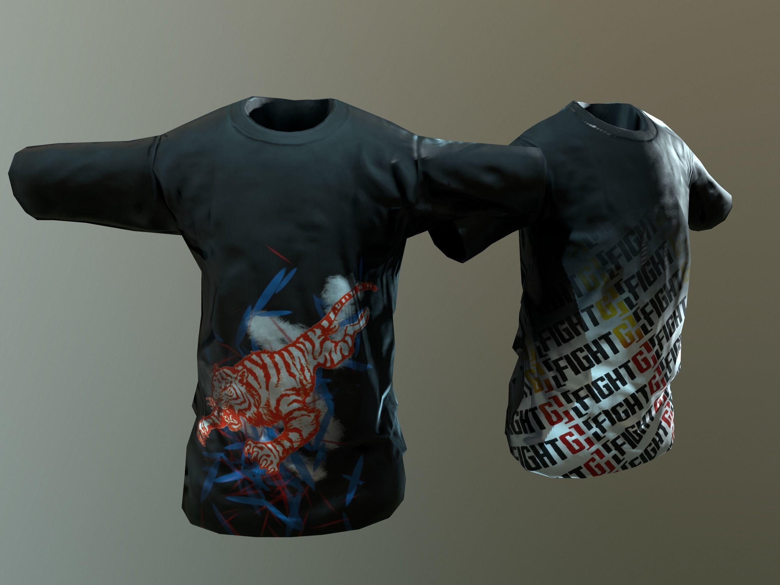 3D model Shirts 1 t shirt with tiger VR / AR / low-poly | CGTrader