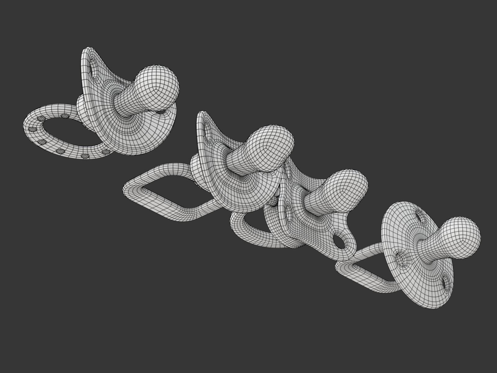 Pacifier Set four clips 3D model | CGTrader