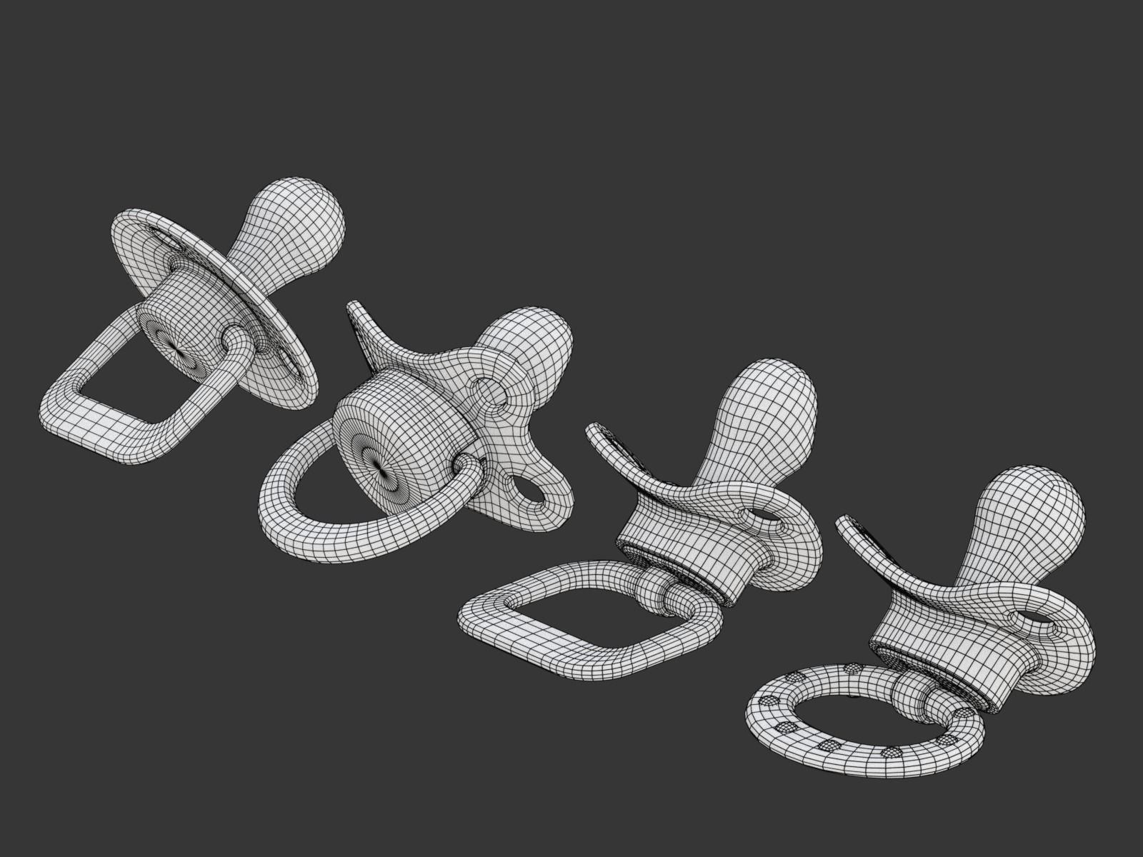 Pacifier Set four clips 3D model | CGTrader