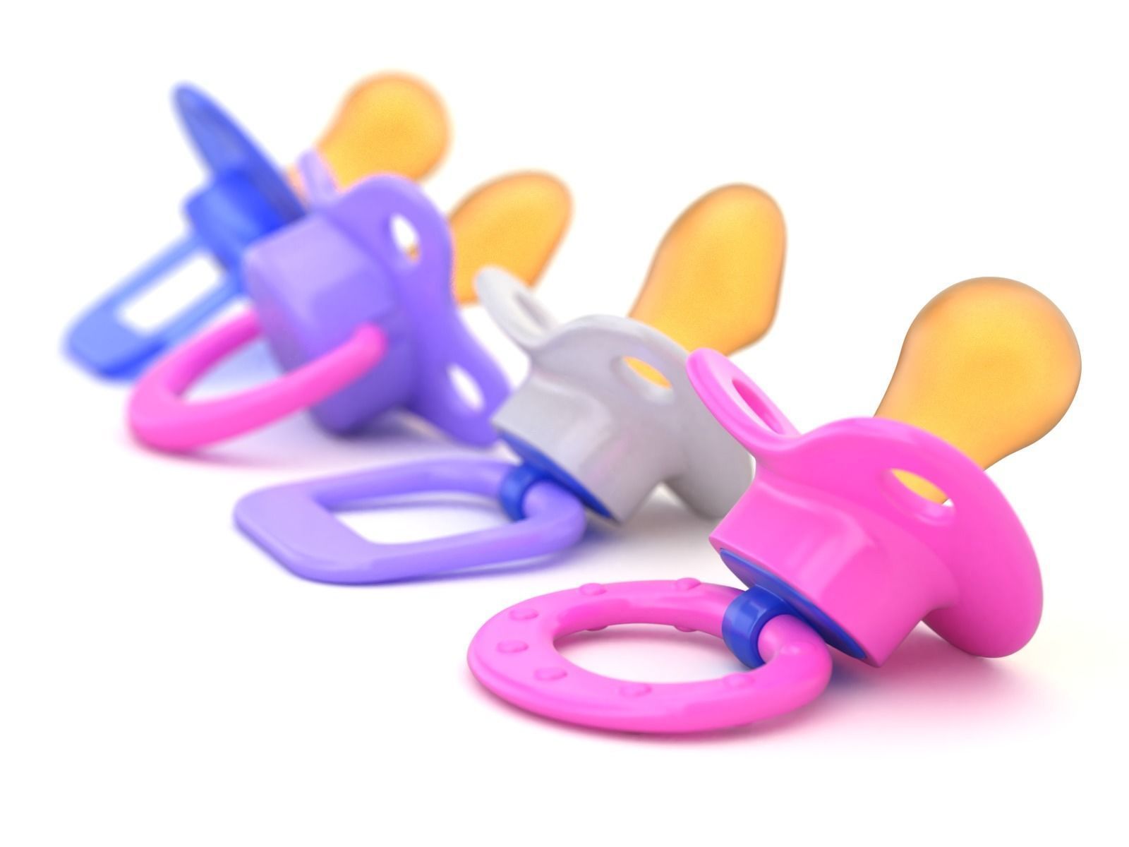 Pacifier Set four clips 3D model | CGTrader