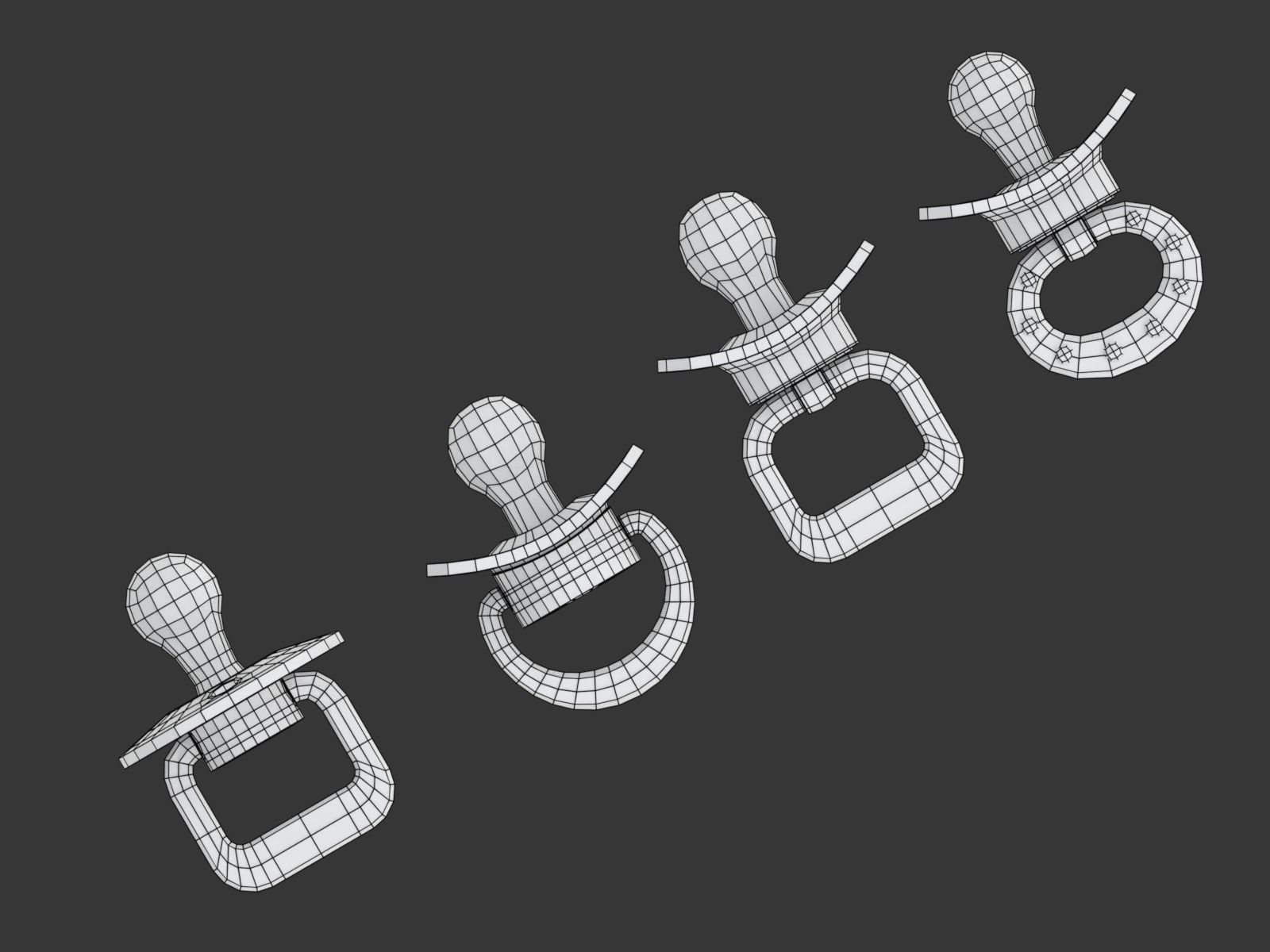 Pacifier Set four clips 3D model | CGTrader