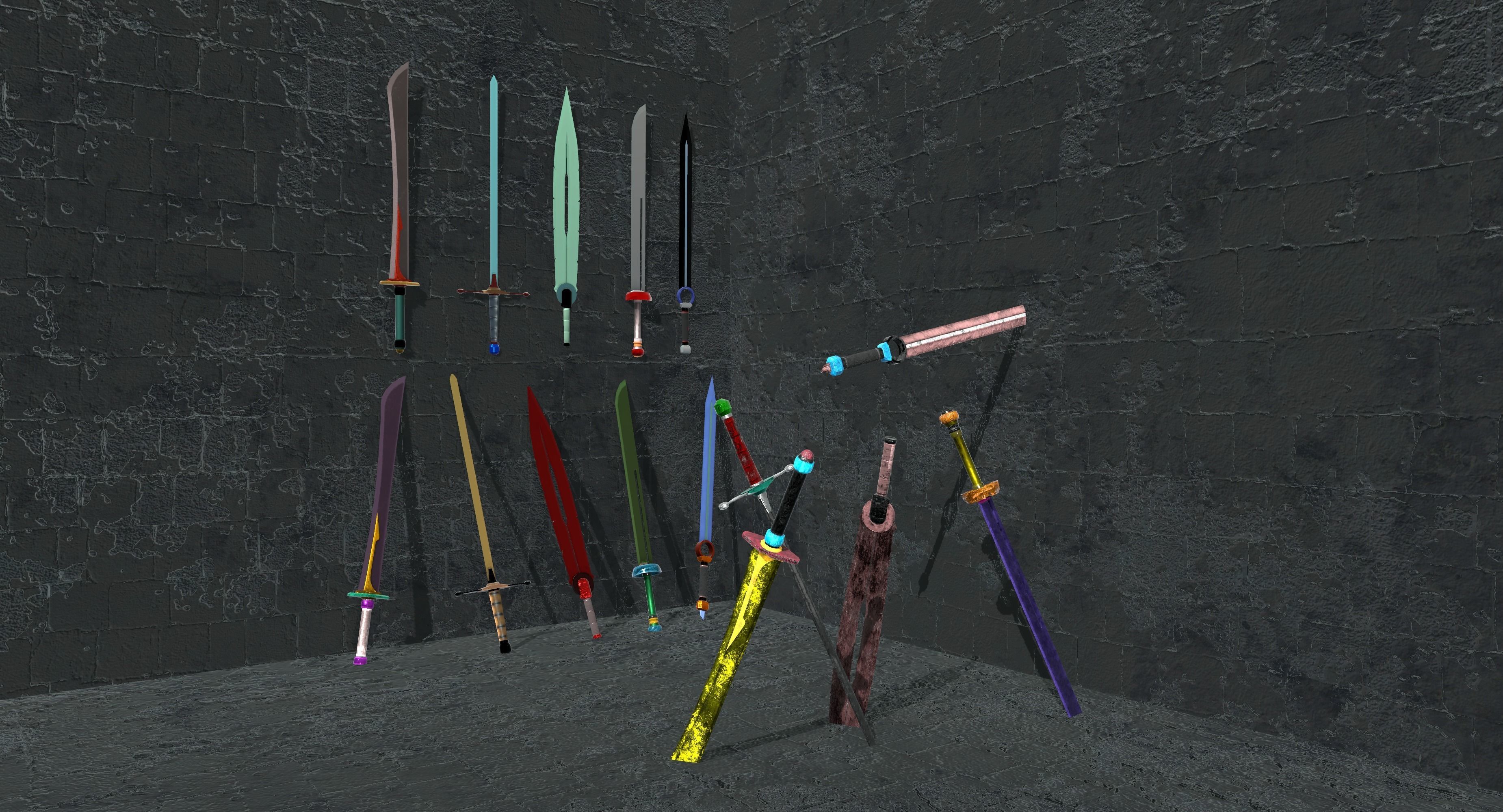 5 Swords Pack with Clean and Rust Texture free VR / AR / low-poly 3D ...