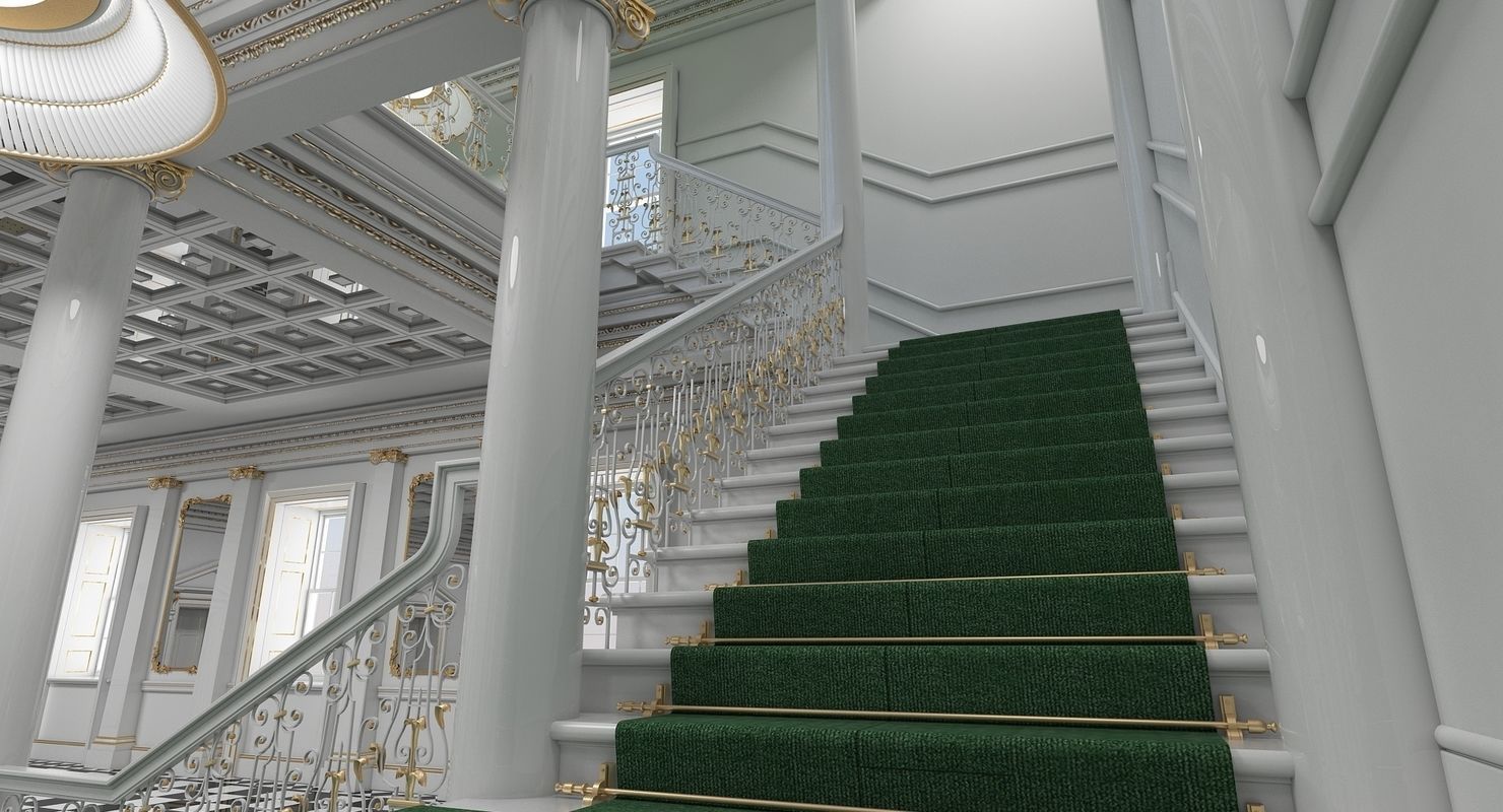 Grand Hall Entrance Staircase model 3D model | CGTrader