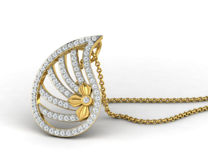 Drop Shape Diamond Pendant With Diamonds 3D model 3D printable | CGTrader