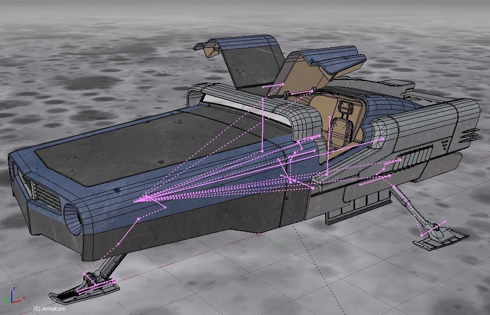 Rigged retrofuturistic flying car 3D model animated rigged | CGTrader