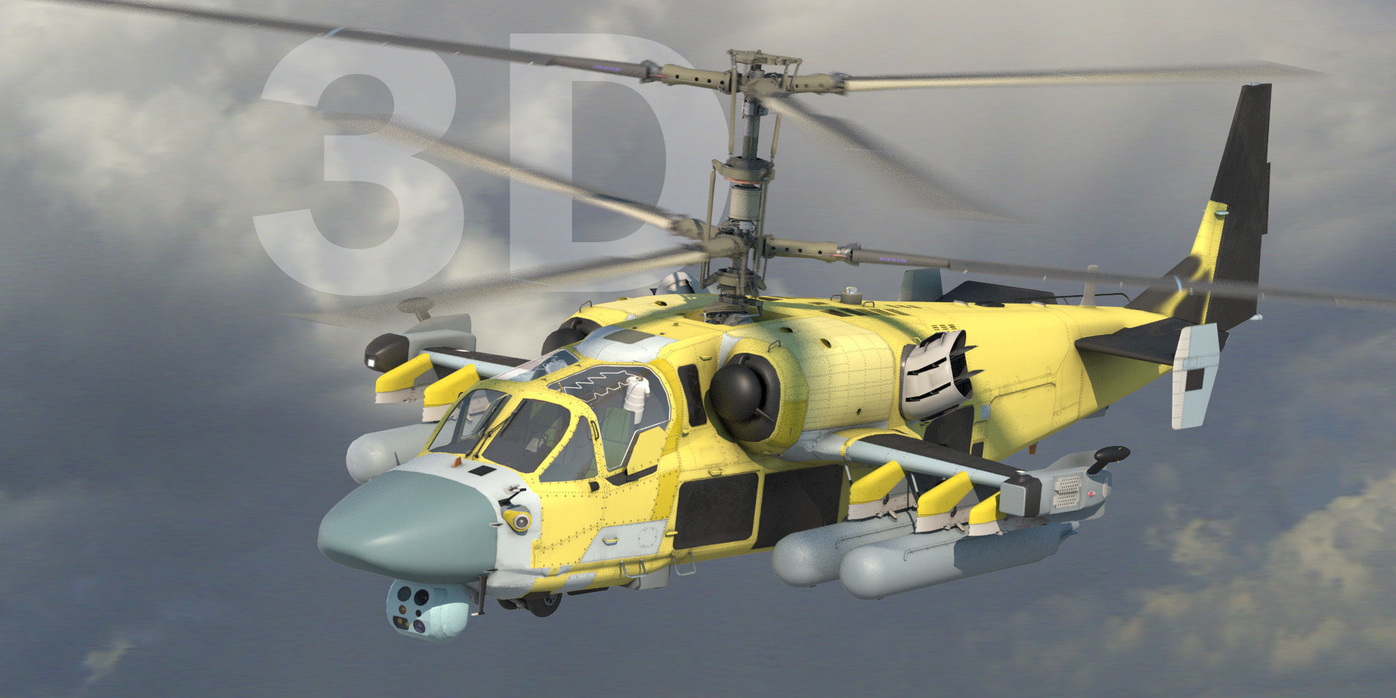 3D model Russian attack helicopter Kamov Ka-52 Hokum B Alligator 3D ...