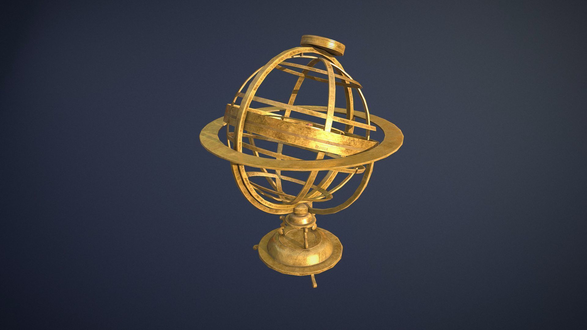 Old Brass Solar System device game-ready asset free VR / AR / low-poly ...