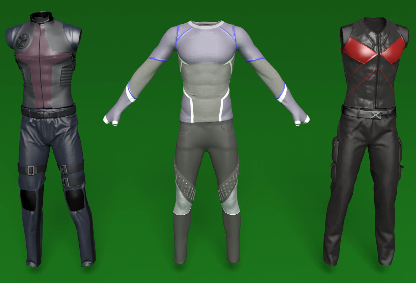 comic book male costumes v1 3D model | CGTrader