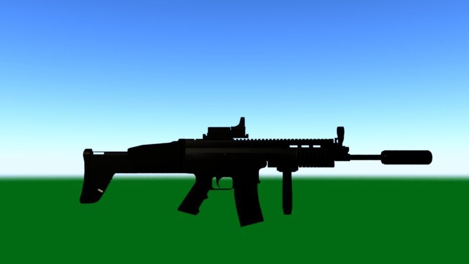SCAR-h WTactical Red Dot Sight and Silencer 3D model | CGTrader