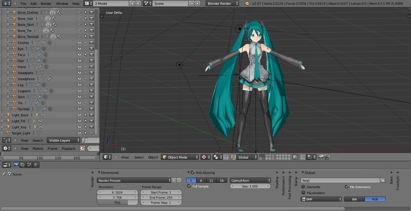 Hatsune Miku VOCALOID 3D model rigged | CGTrader
