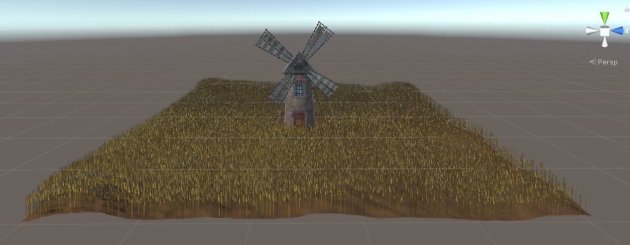 3D model Wheat field and wind mill unity model VR / AR / low-poly ...