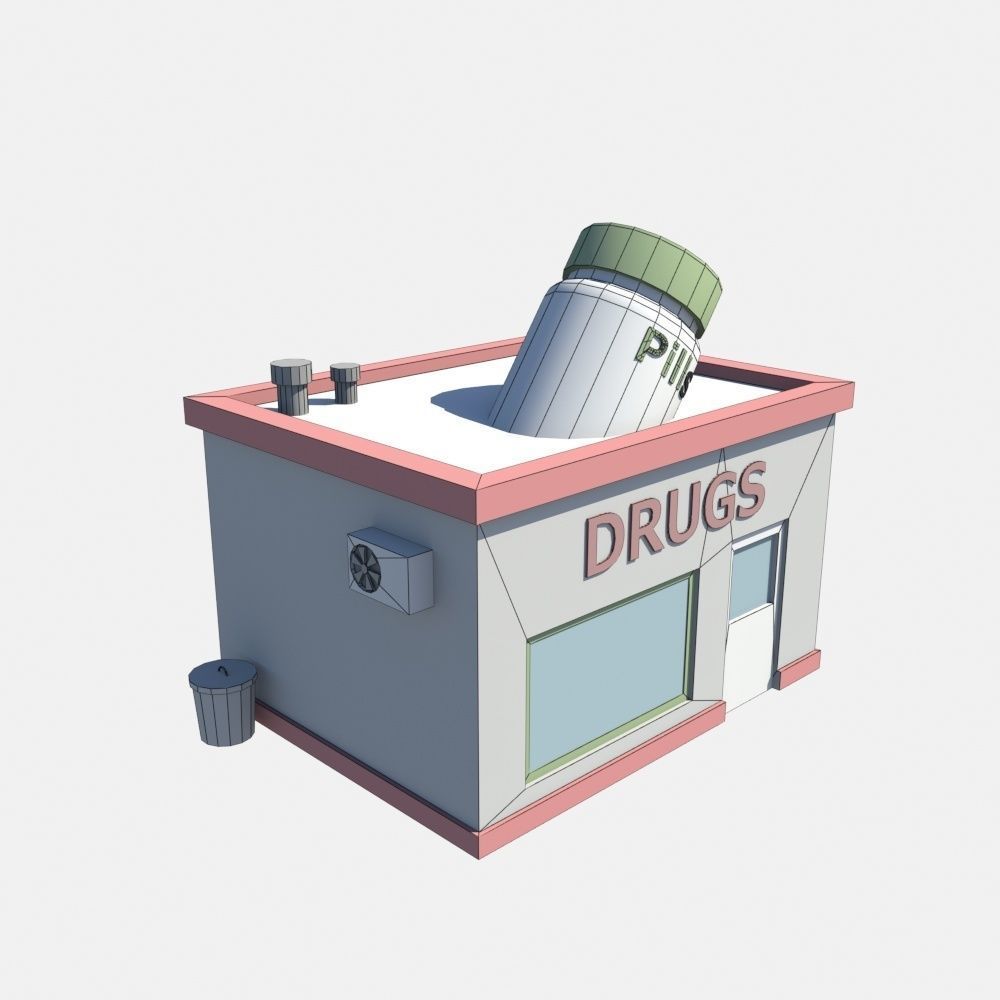 low poly drug store 3D model | CGTrader