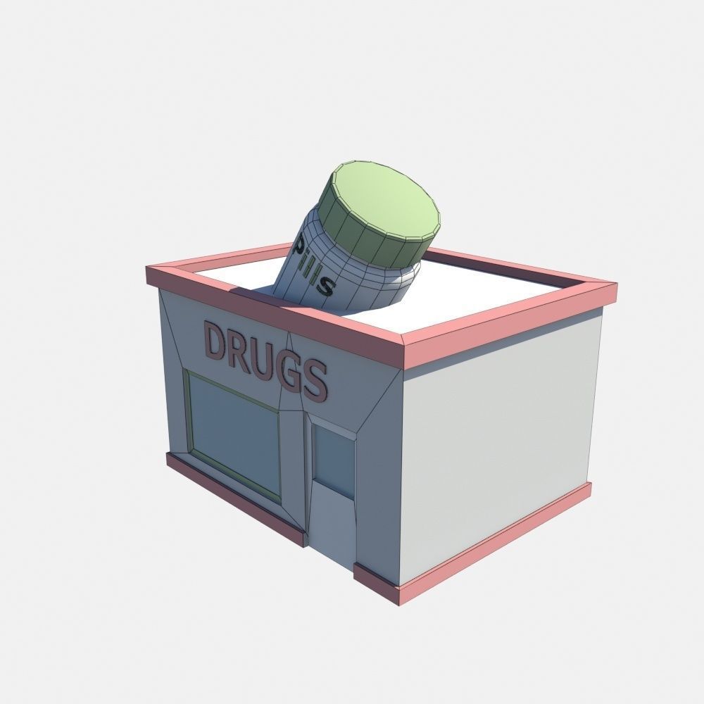 low poly drug store 3D model | CGTrader