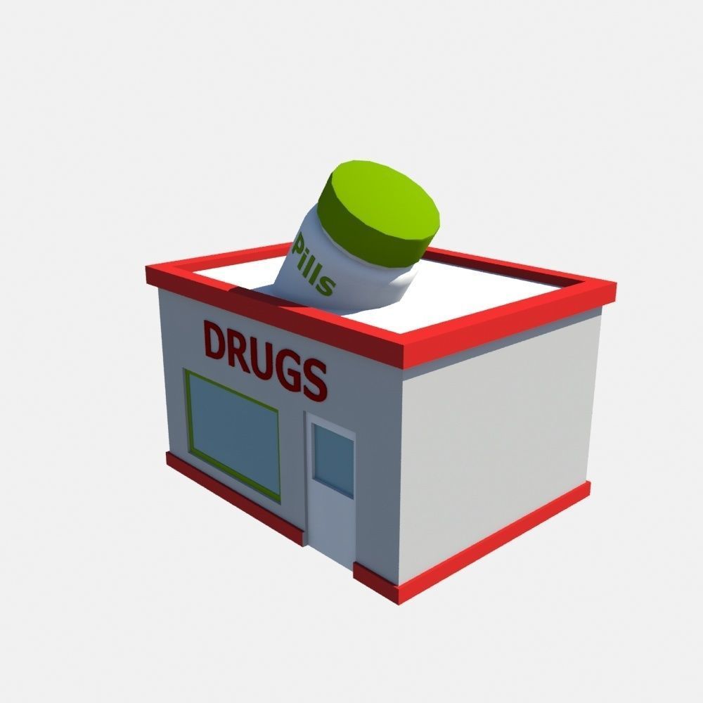 low poly drug store 3D model | CGTrader