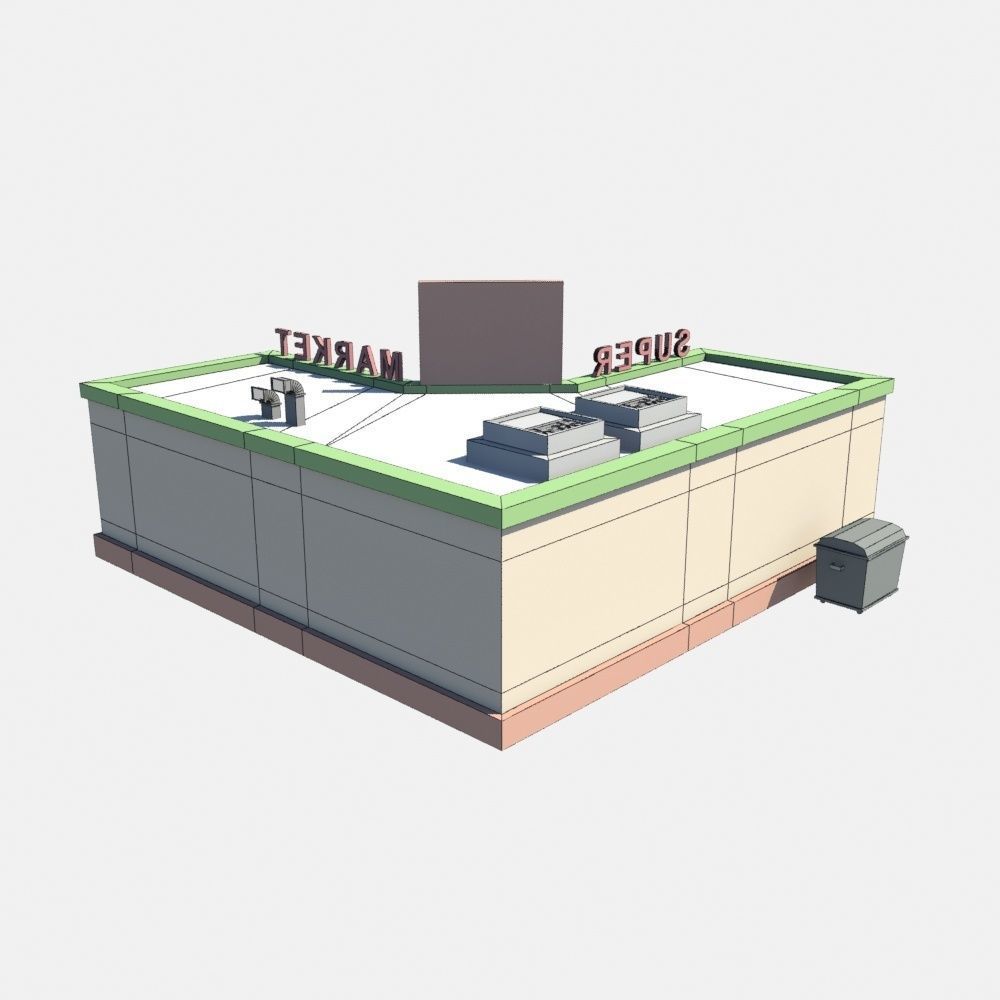 low poly supermarket 3D model | CGTrader