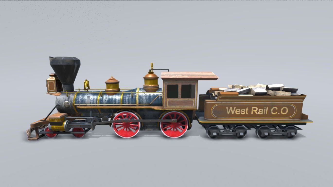 3D model Old West Steam Train VR / AR / low-poly | CGTrader