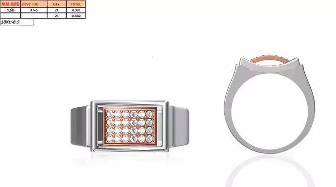 Multi Metal Ring With Diamonds 1 3D model 3D printable | CGTrader