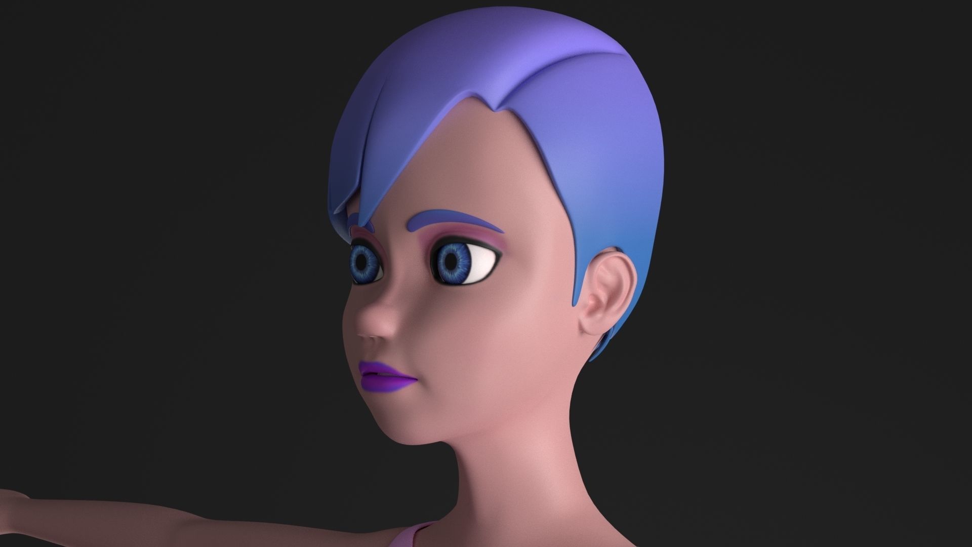 3D model Blue hair girl VR / AR / low-poly | CGTrader