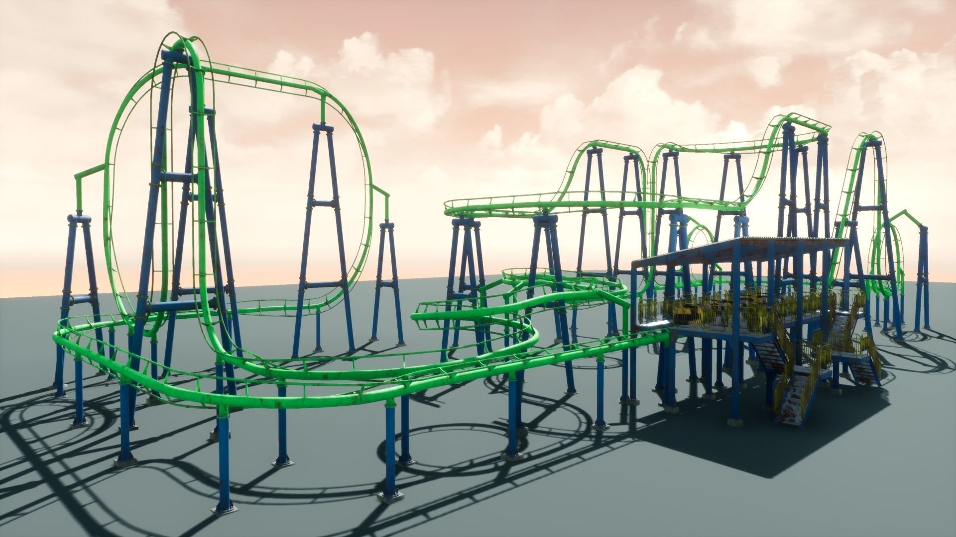 3D model Roller Coaster UE4 Unity VR / AR / low-poly | CGTrader