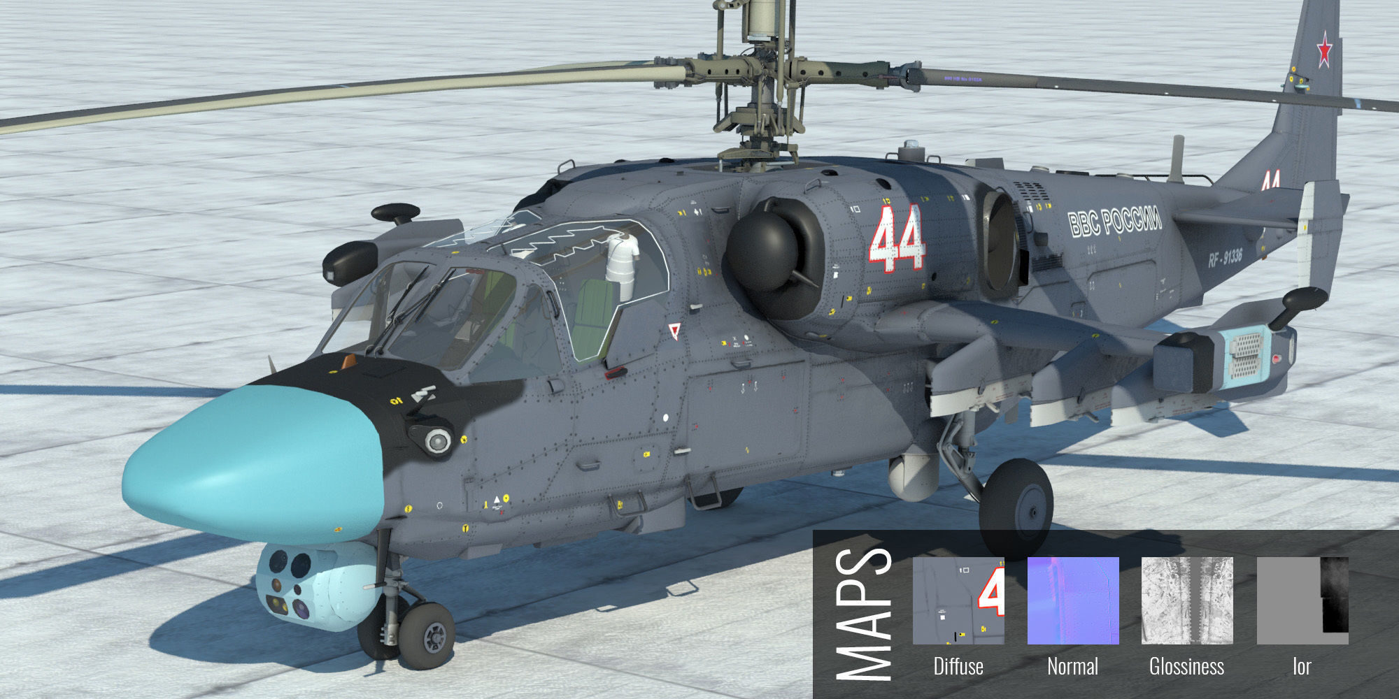3D model 3D model Russian attack helicopter Ka-52 Hokum B Alligator VR ...