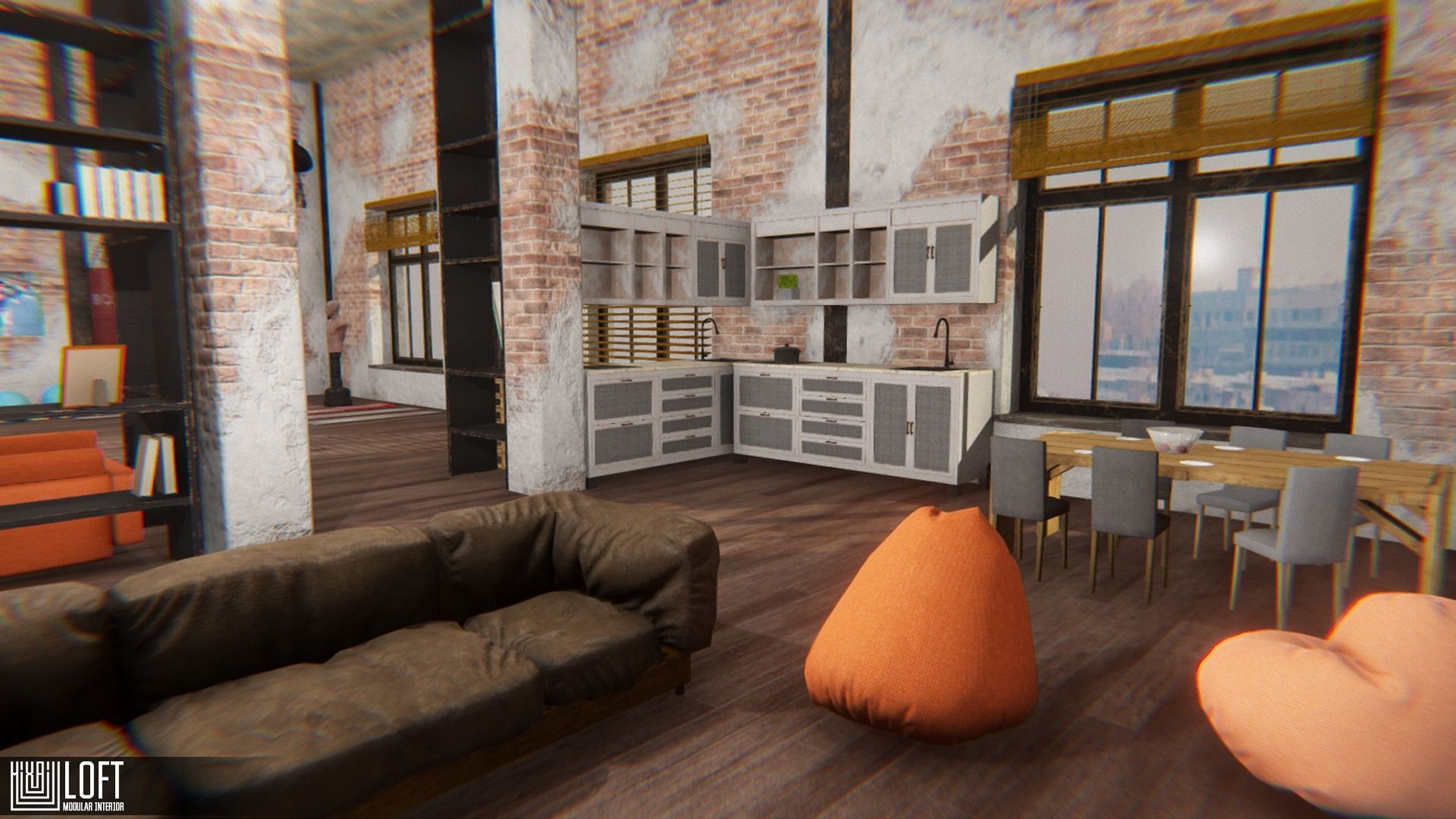 3D model loft - modular interior VR / AR / low-poly | CGTrader