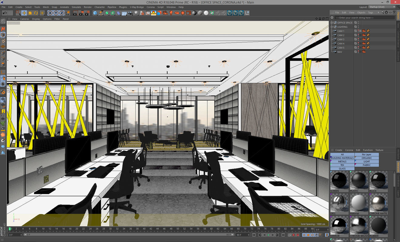Corona - C4D scene files - Office Space Interior 3D model 3D model ...