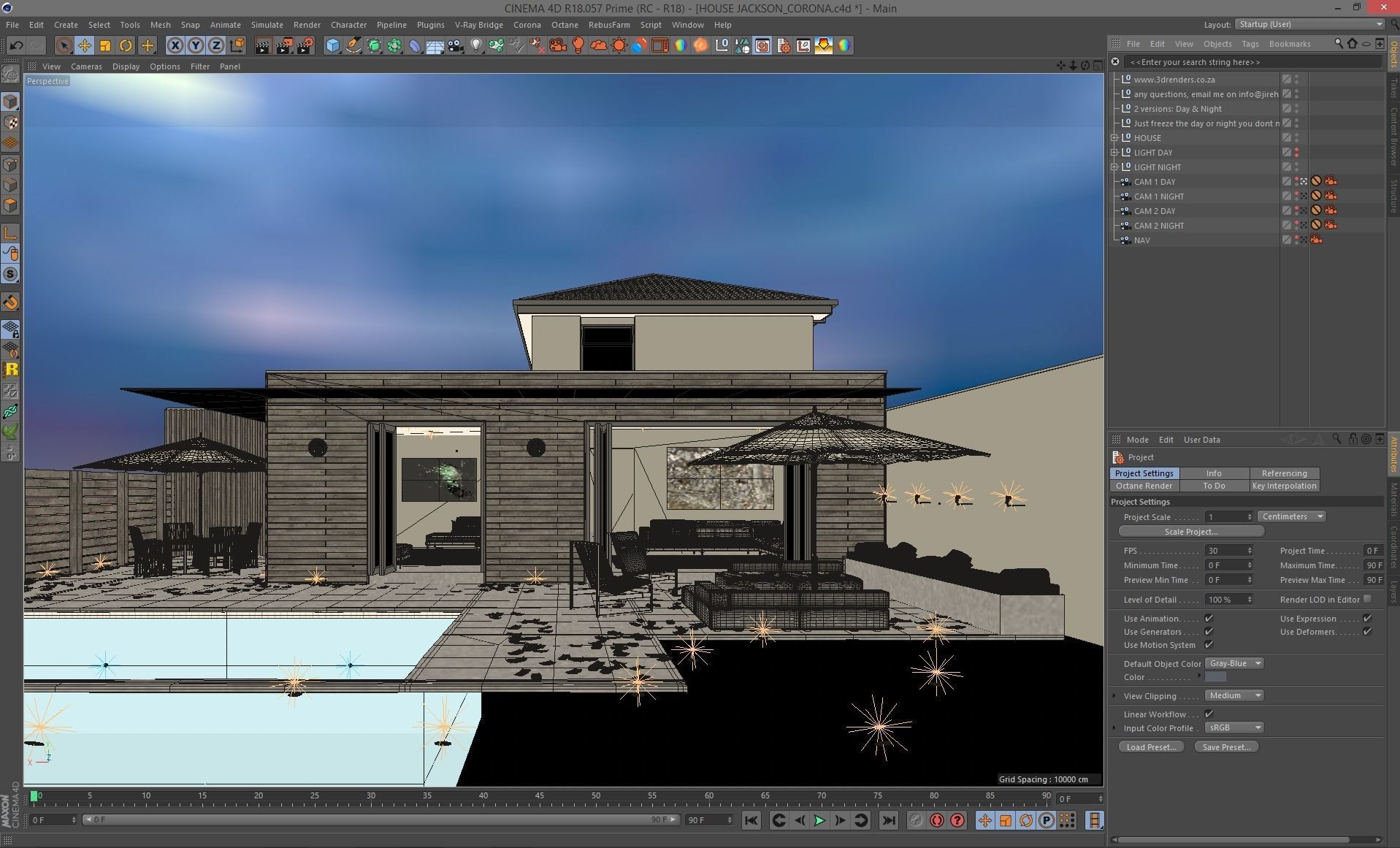Corona - C4D Scene files - House Jackson Exterior 3D model 3D model ...