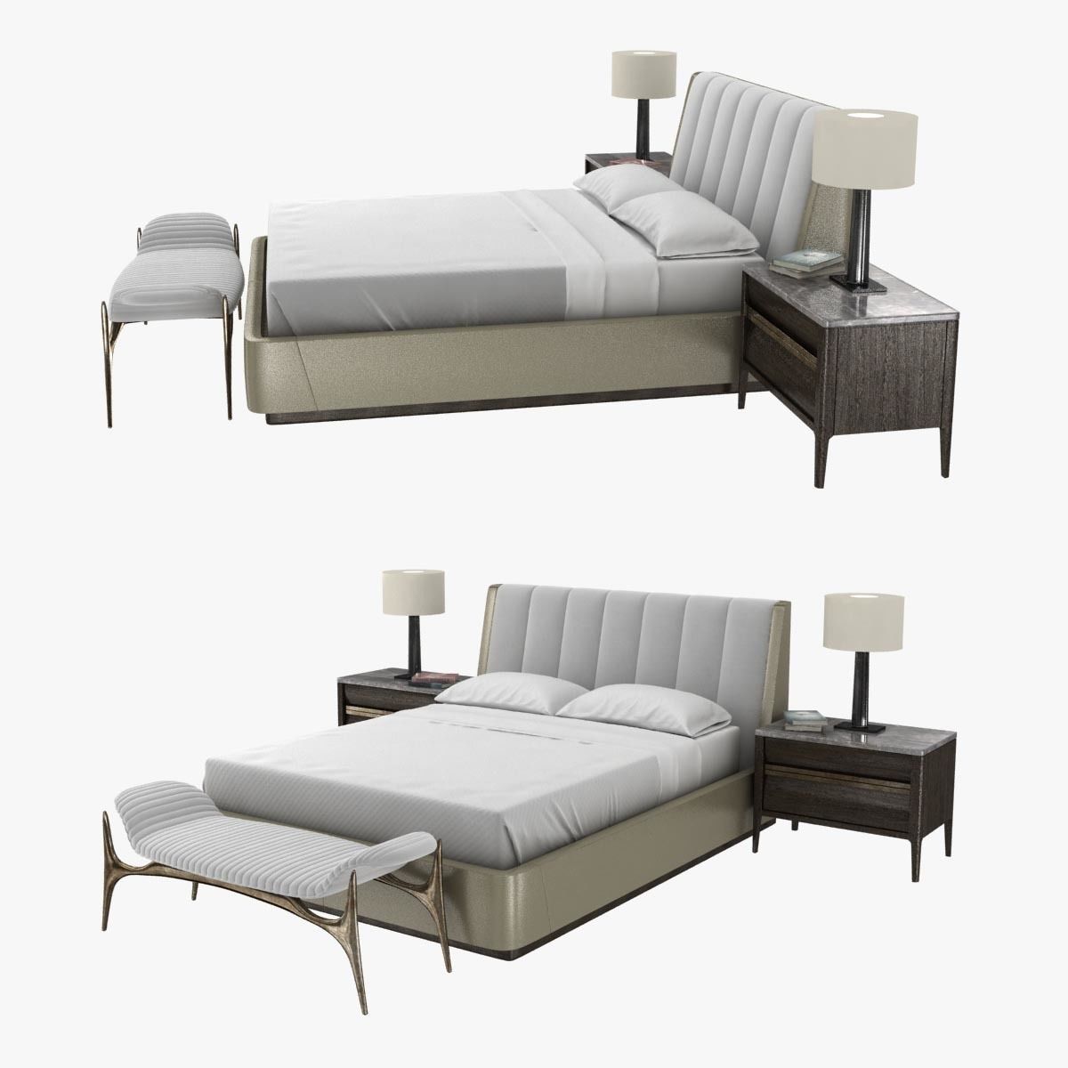 Holly Hunt bedroom furniture set 2 3D model | CGTrader