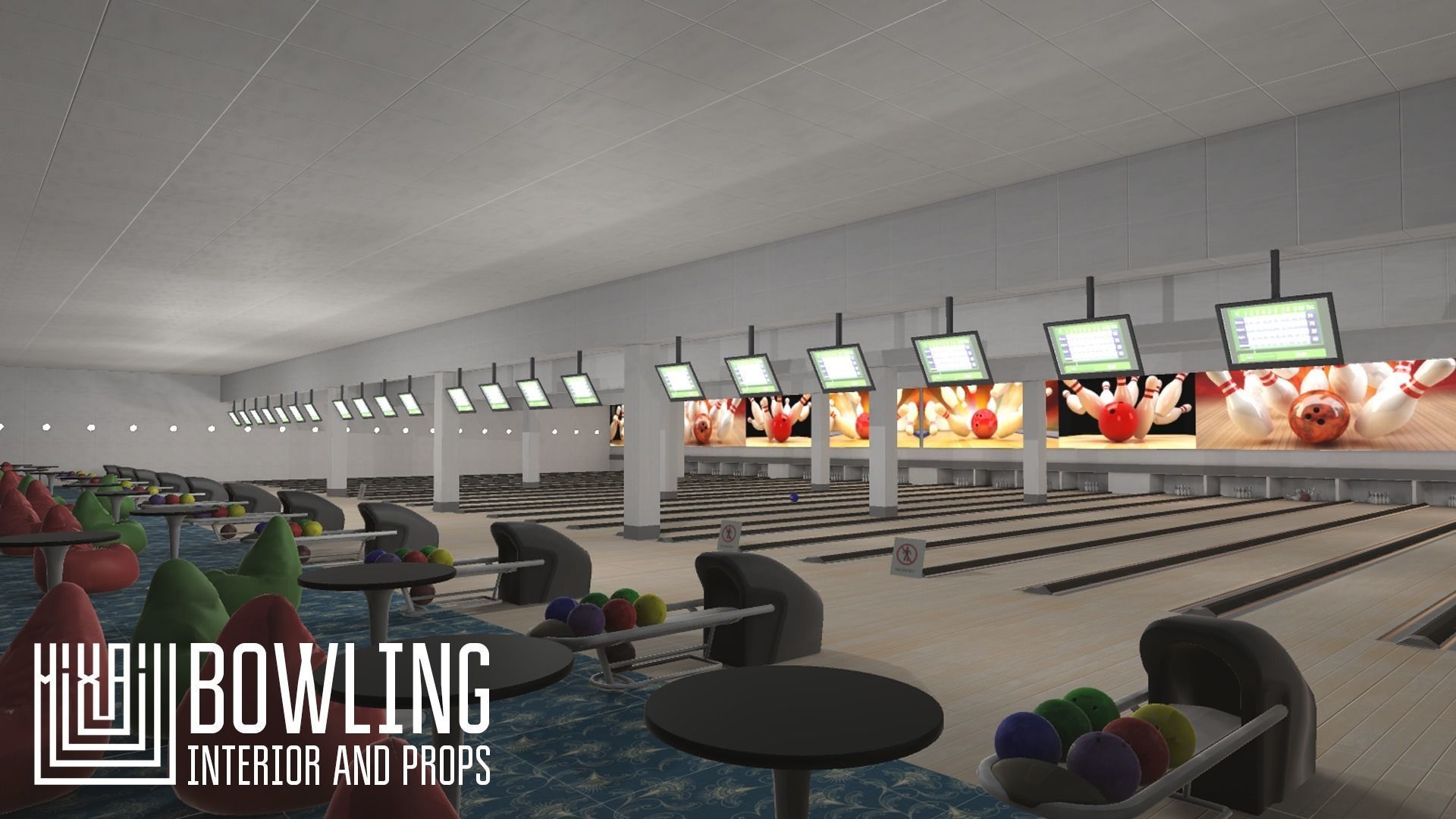 3D model Bowling - interior and propsBowling - interior and props VR ...