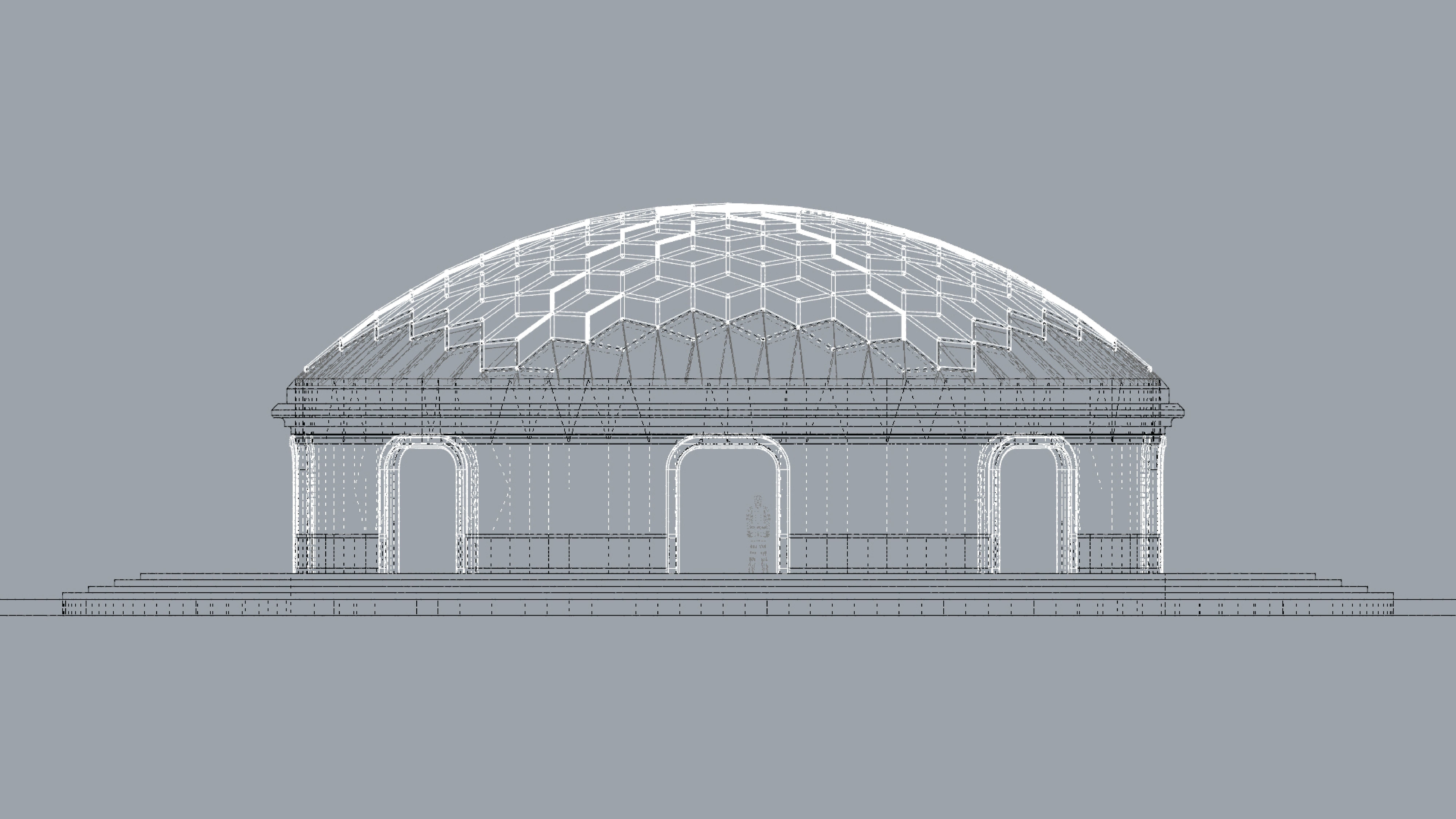 3D model Hexagonal dome Geodesic dome like structure with large room VR ...