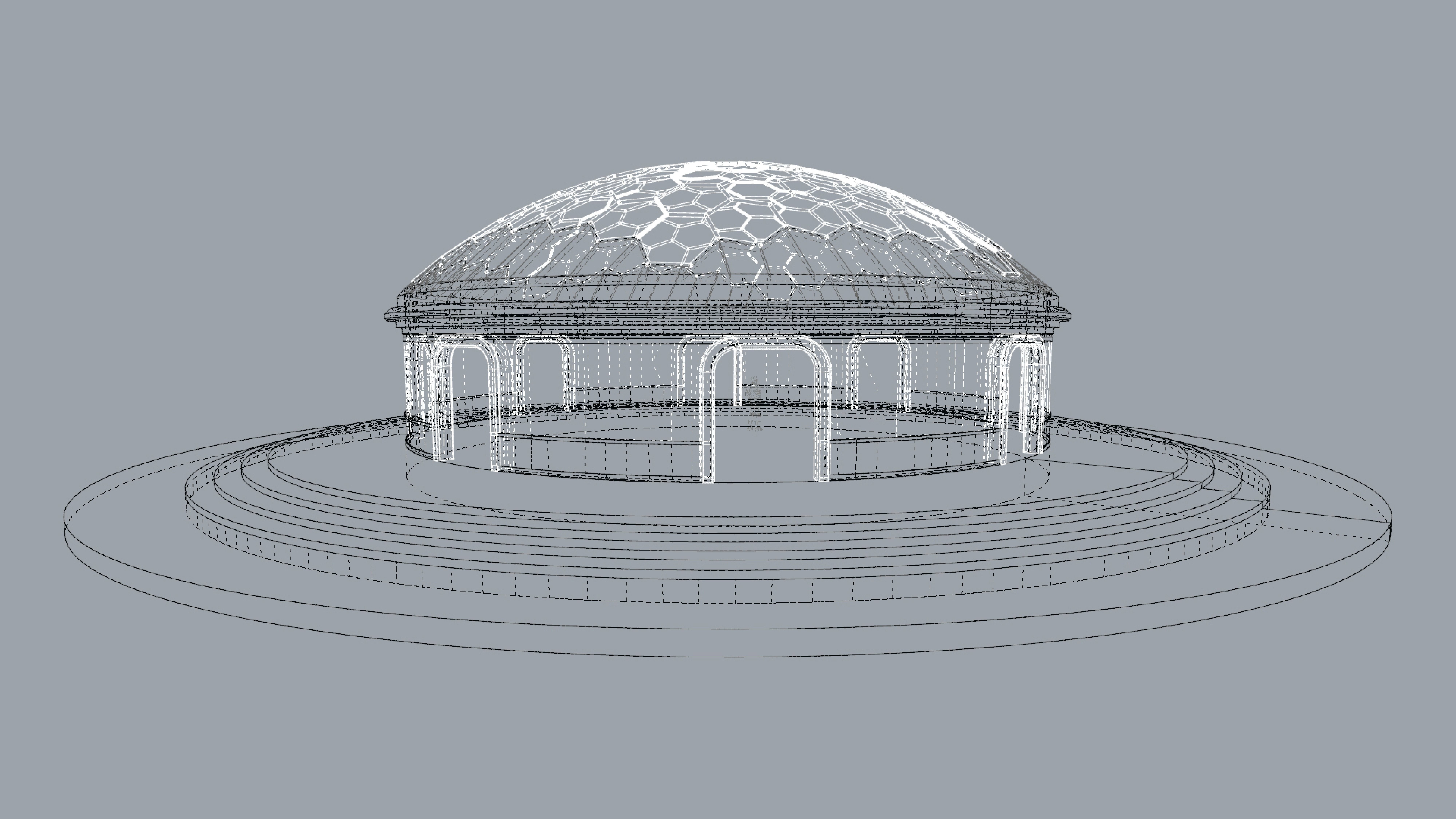 3D model Hexagonal dome Geodesic dome like structure with large room VR ...