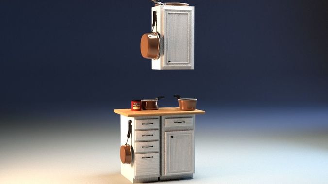 basic kitchen cabinets free 3D model | CGTrader