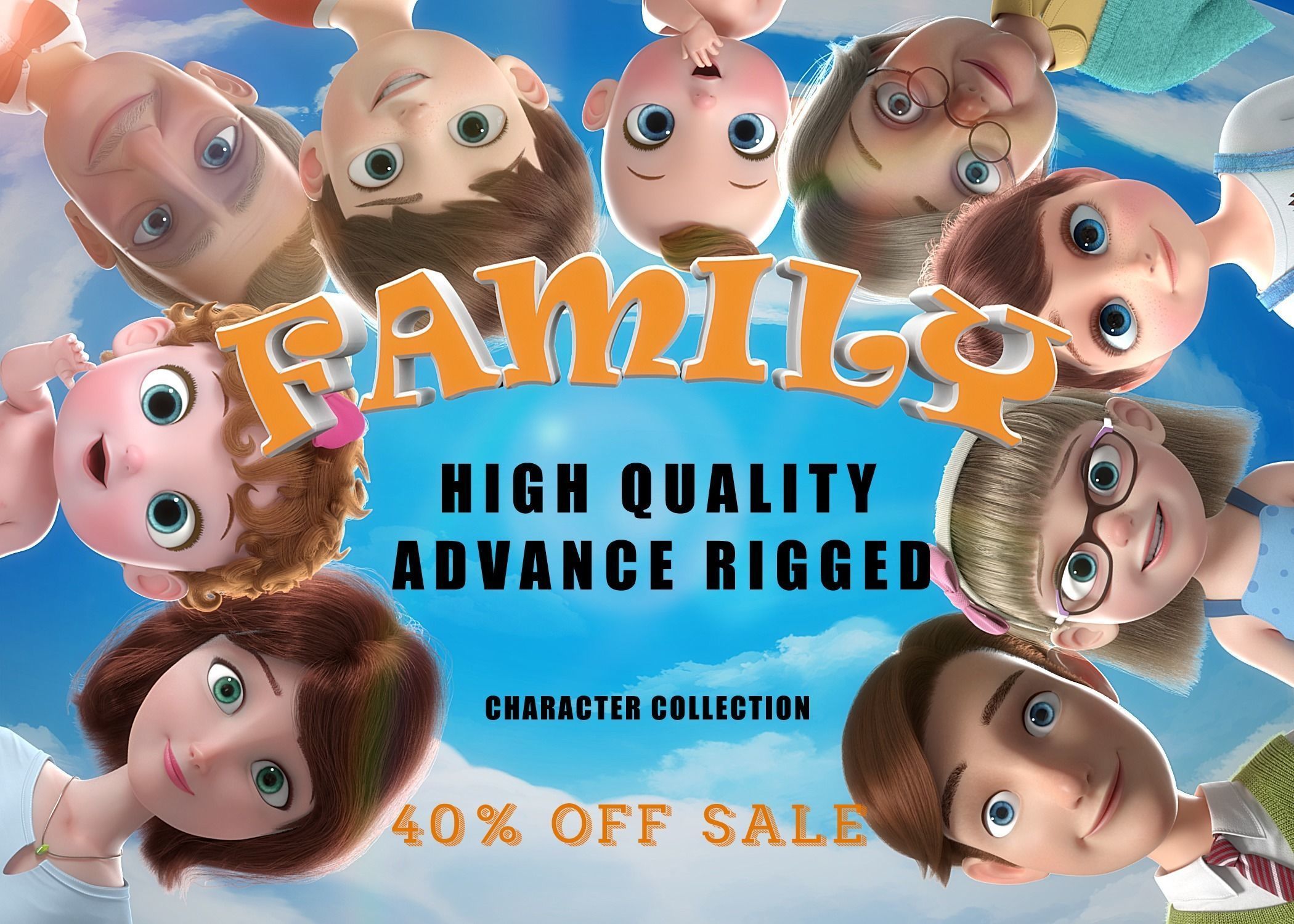 Cartoon Family Rigged V5 3D model rigged | CGTrader