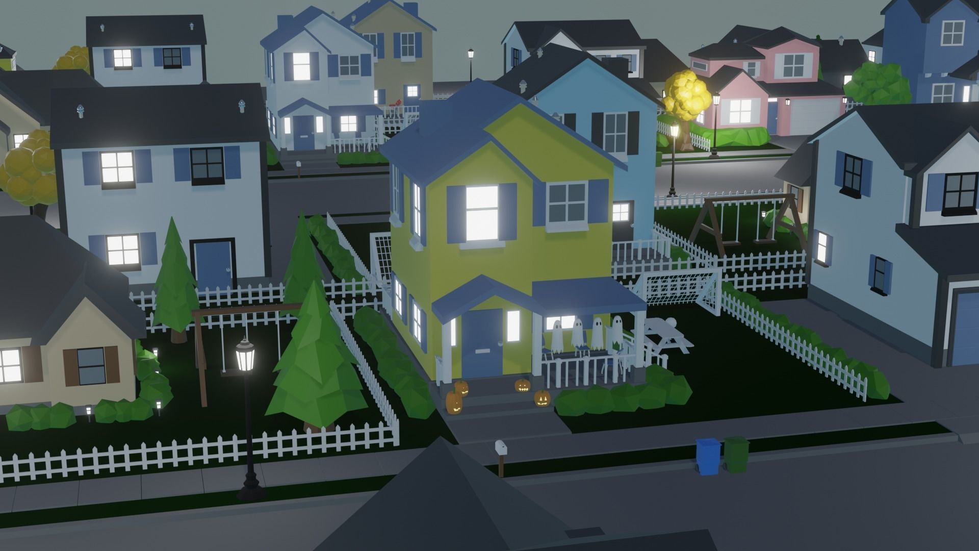 3D model Neighborhood Low Poly map of building in minecraft VR / AR ...