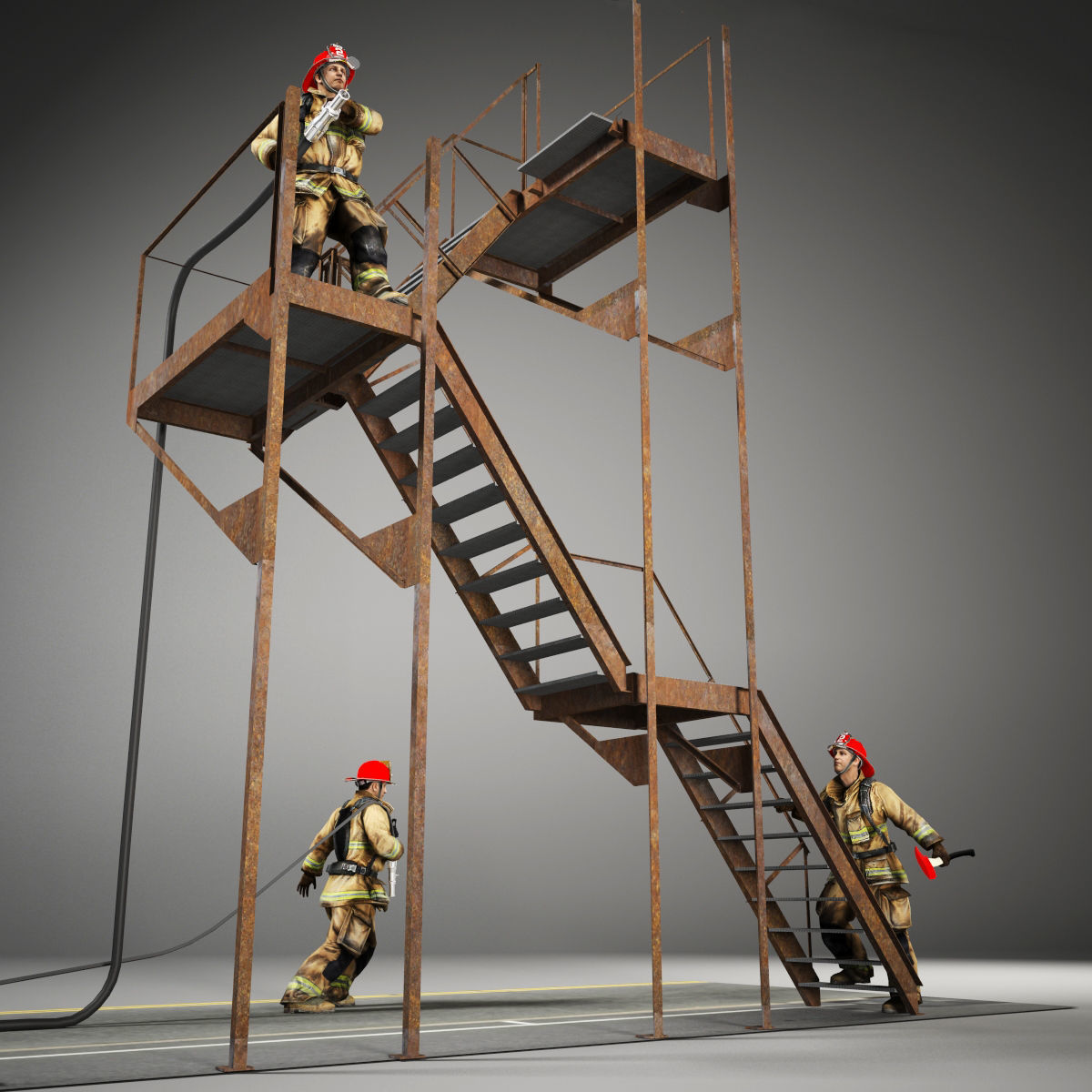 3D model 3D Firefighter characters VR / AR / low-poly | CGTrader