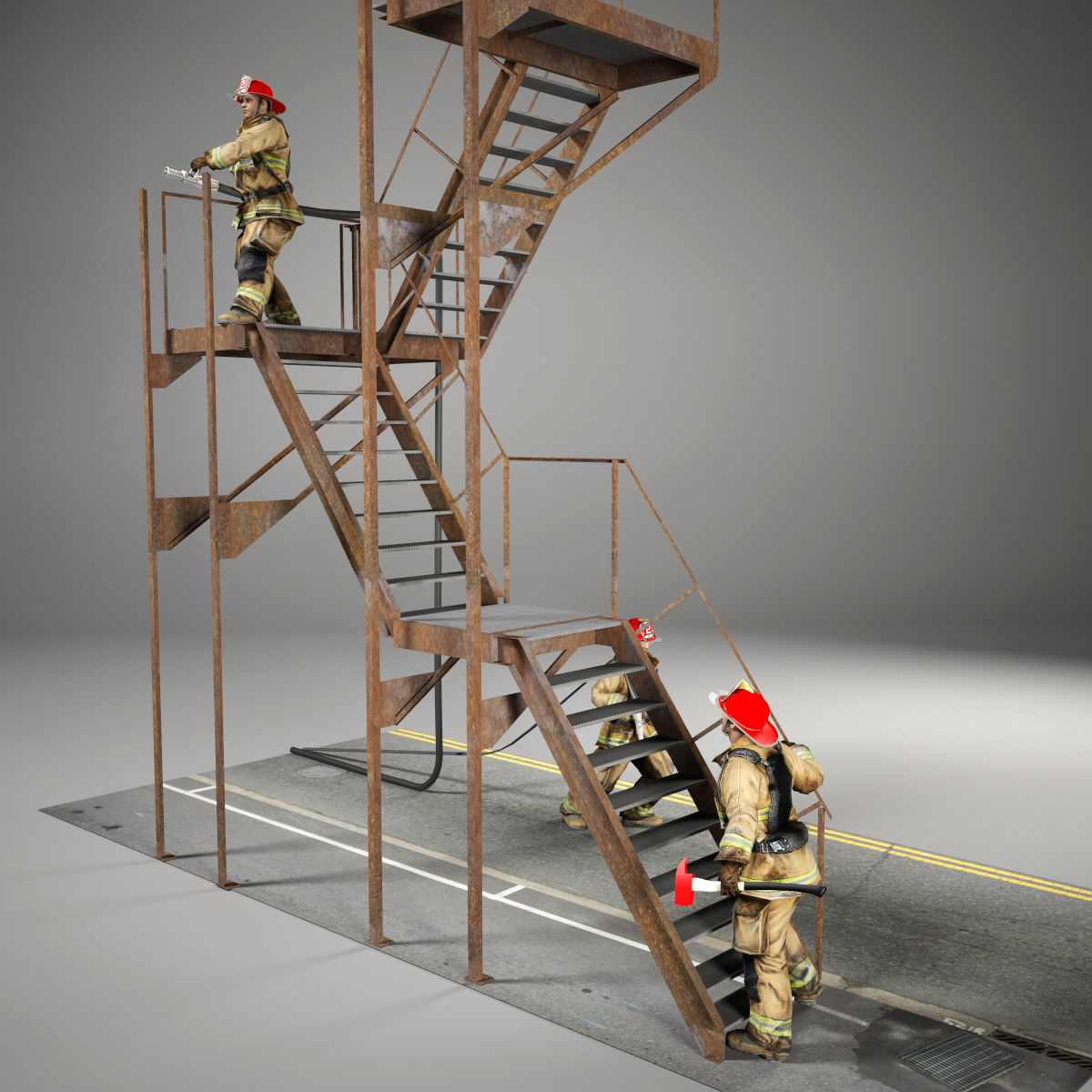 3D model 3D Firefighter characters VR / AR / low-poly | CGTrader