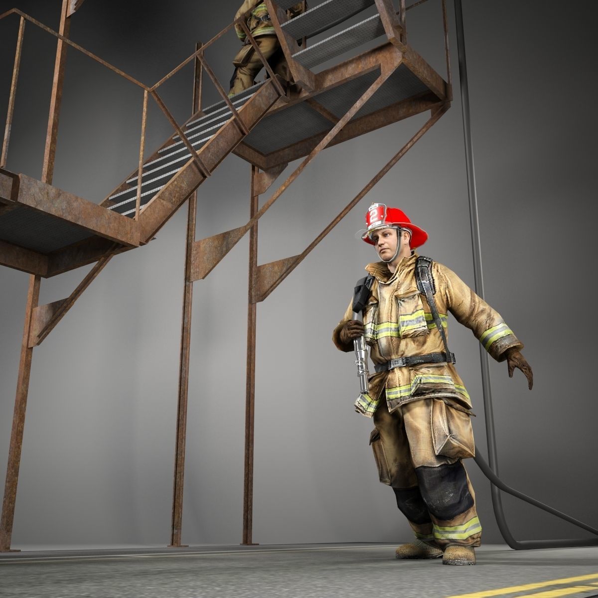 3D model 3D Firefighter characters VR / AR / low-poly | CGTrader