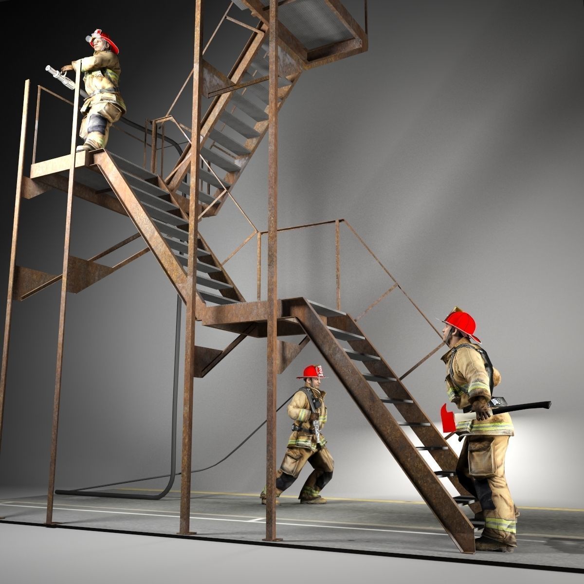 3D model 3D Firefighter characters VR / AR / low-poly | CGTrader