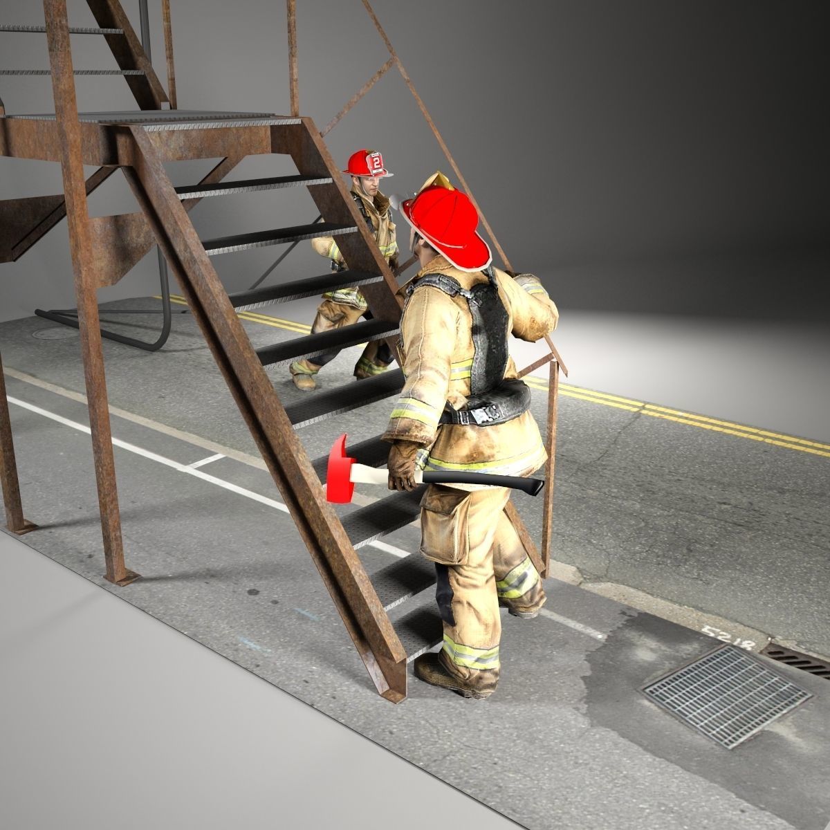 3D model 3D Firefighter characters VR / AR / low-poly | CGTrader