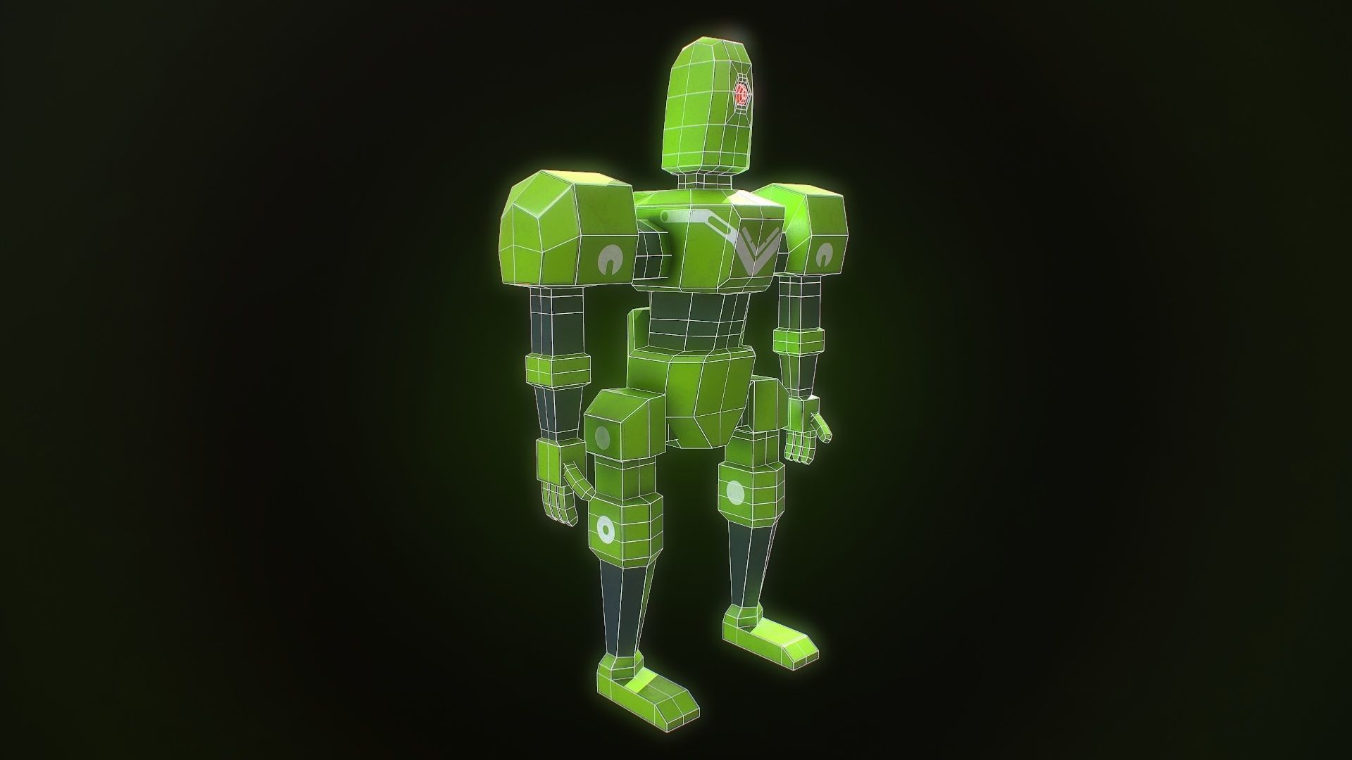 3D model Low poly sci fi green robot character VR / AR / low-poly ...