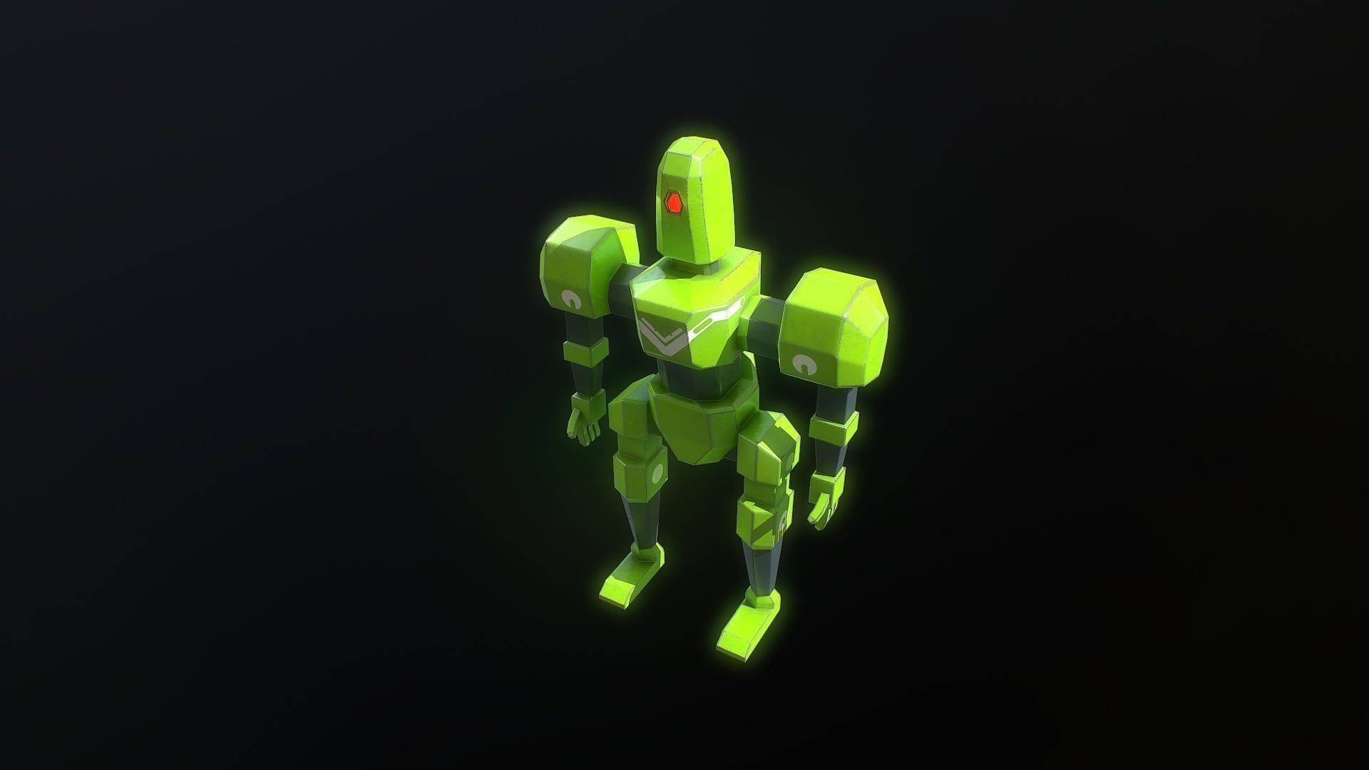 3D model Low poly sci fi green robot character VR / AR / low-poly ...