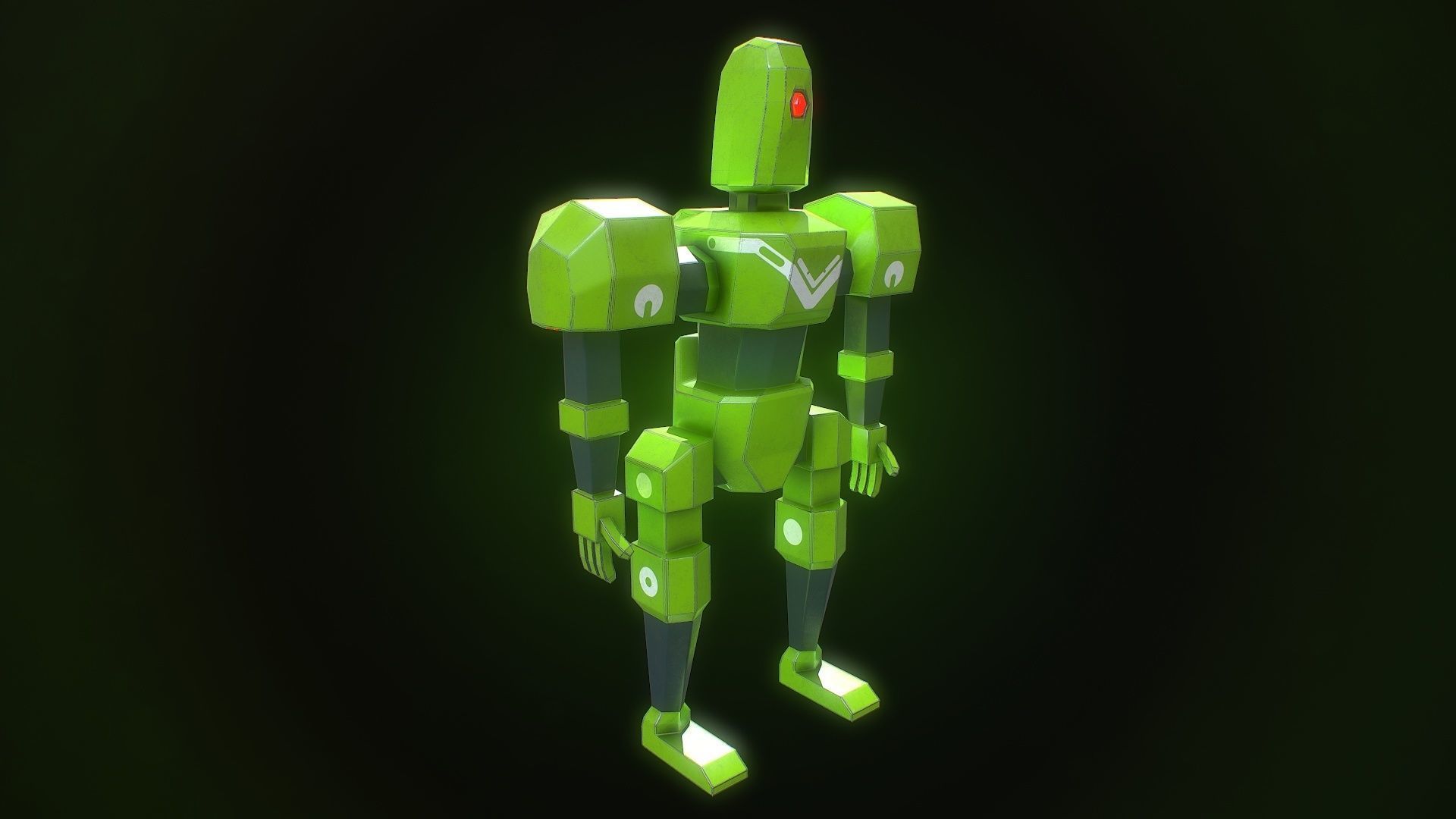 3D model Low poly sci fi green robot character VR / AR / low-poly ...